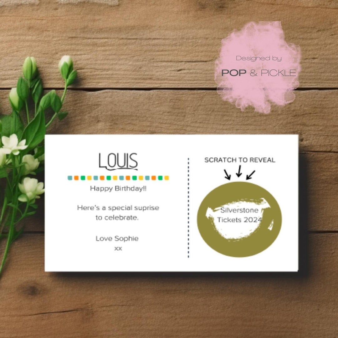 Scratch to Reveal Birthday Voucher Gift Reveal Surprise - Etsy