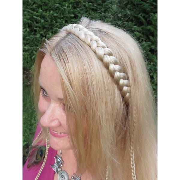 Three Strand Light Ash Blonde Braided Headband, Boho Wedding Highlight ...