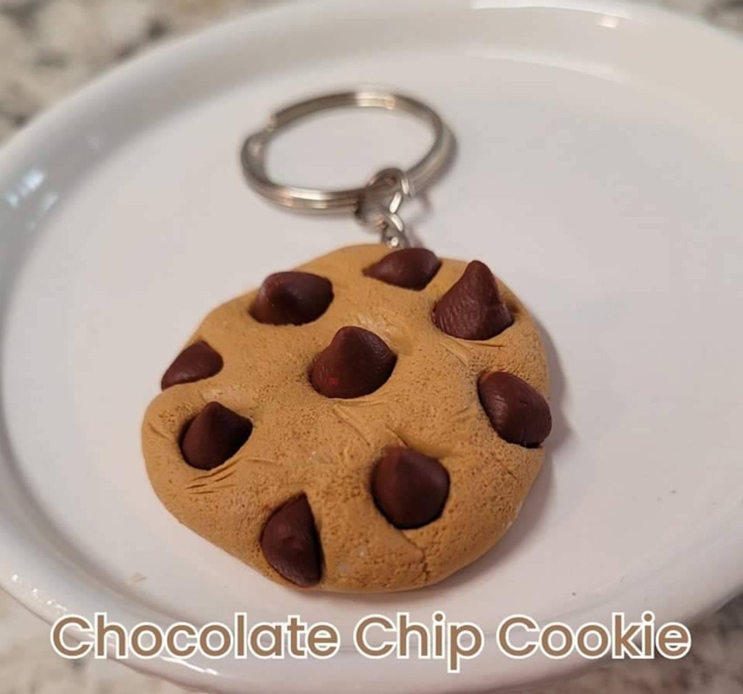 Polymer Clay Chocolate Chip Cookie Keychain - Etsy