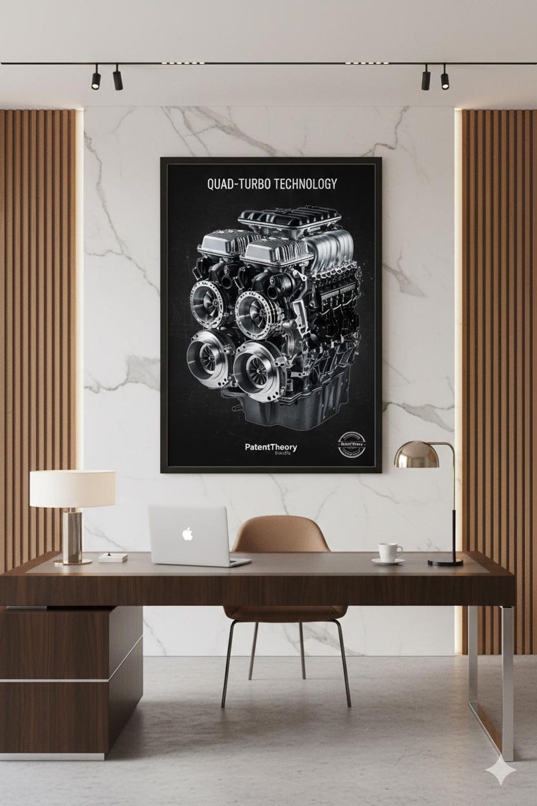 Quad-turbo Engine Art | 8K Futuristic Technical Blueprint | Commercial ...