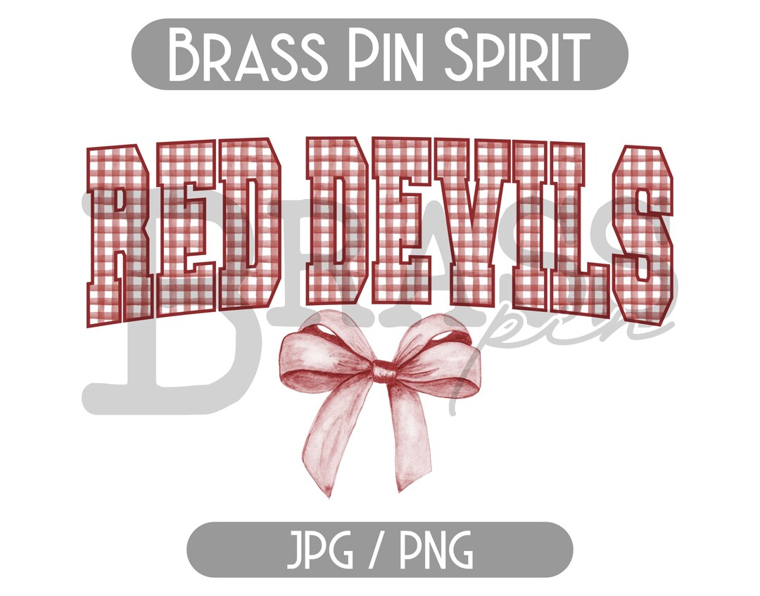 Red Devils Gingham Bow Design: Dark Red, Maroon, Burgundy, Crimson (PNG ...