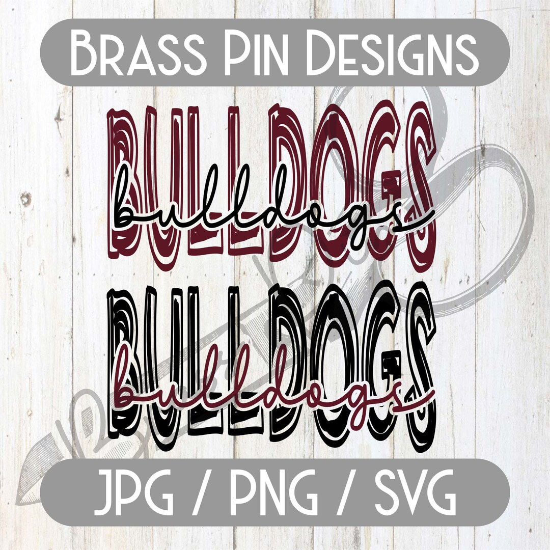 Bulldogs Scribble Design 2 Color Options Bulldog Maroon & - Etsy