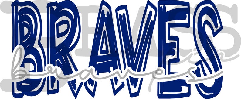 Braves Scribble SVG PNG JPG | Royal & Gray Team Spirit Design - Etsy