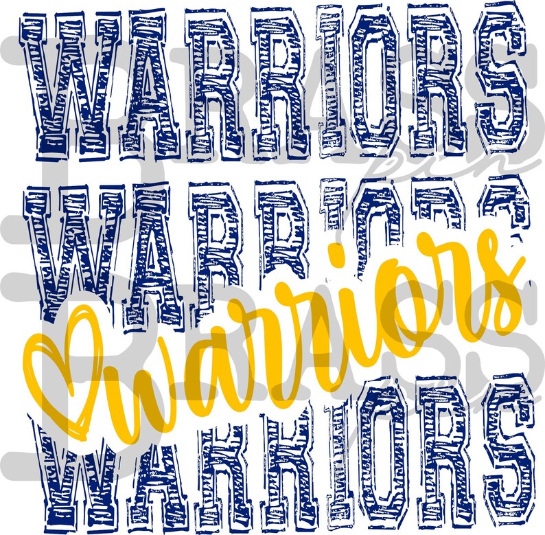Warriors Doodle Design: 2 Color Options - Royal & Yellow (PNG, JPG ...