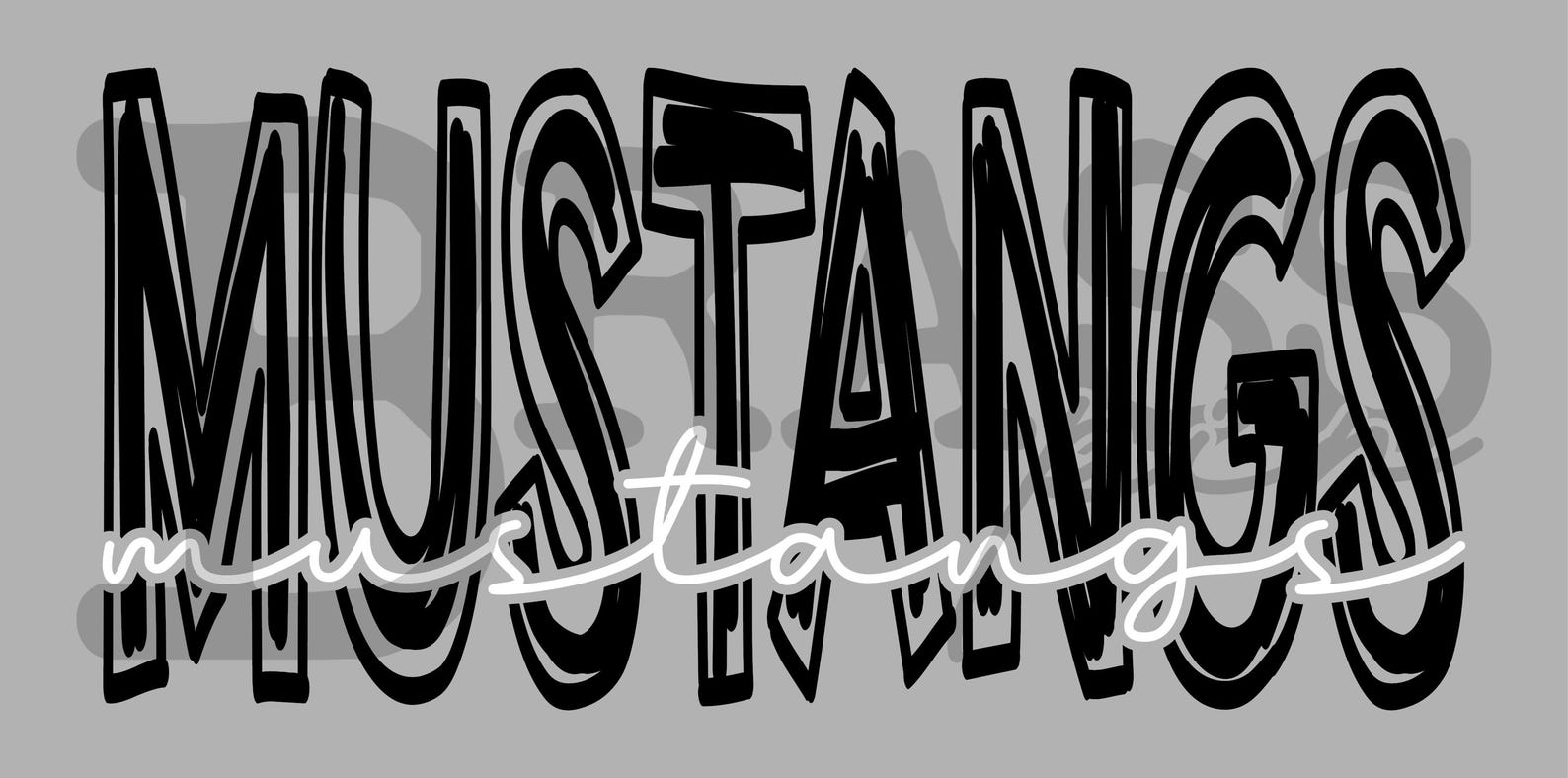 Mustangs Scribble Designs: 2 Color Options, Black & White, PNG, SVG ...