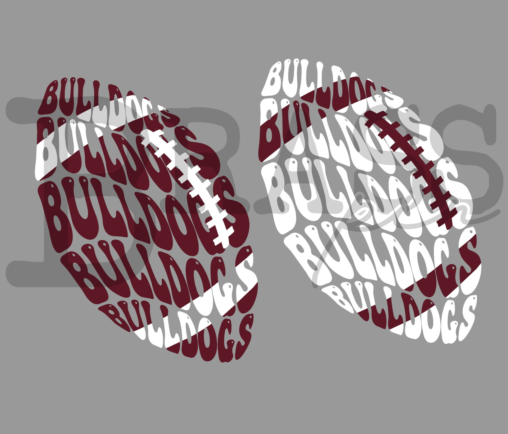 Bulldogs Retro Football Design: 2 Color Options, White & Maroon Digital ...