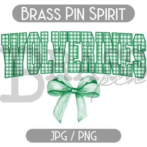 Wolverines Coquette Bow Watercolor Gingham Design: Green, PNG, JPG ...