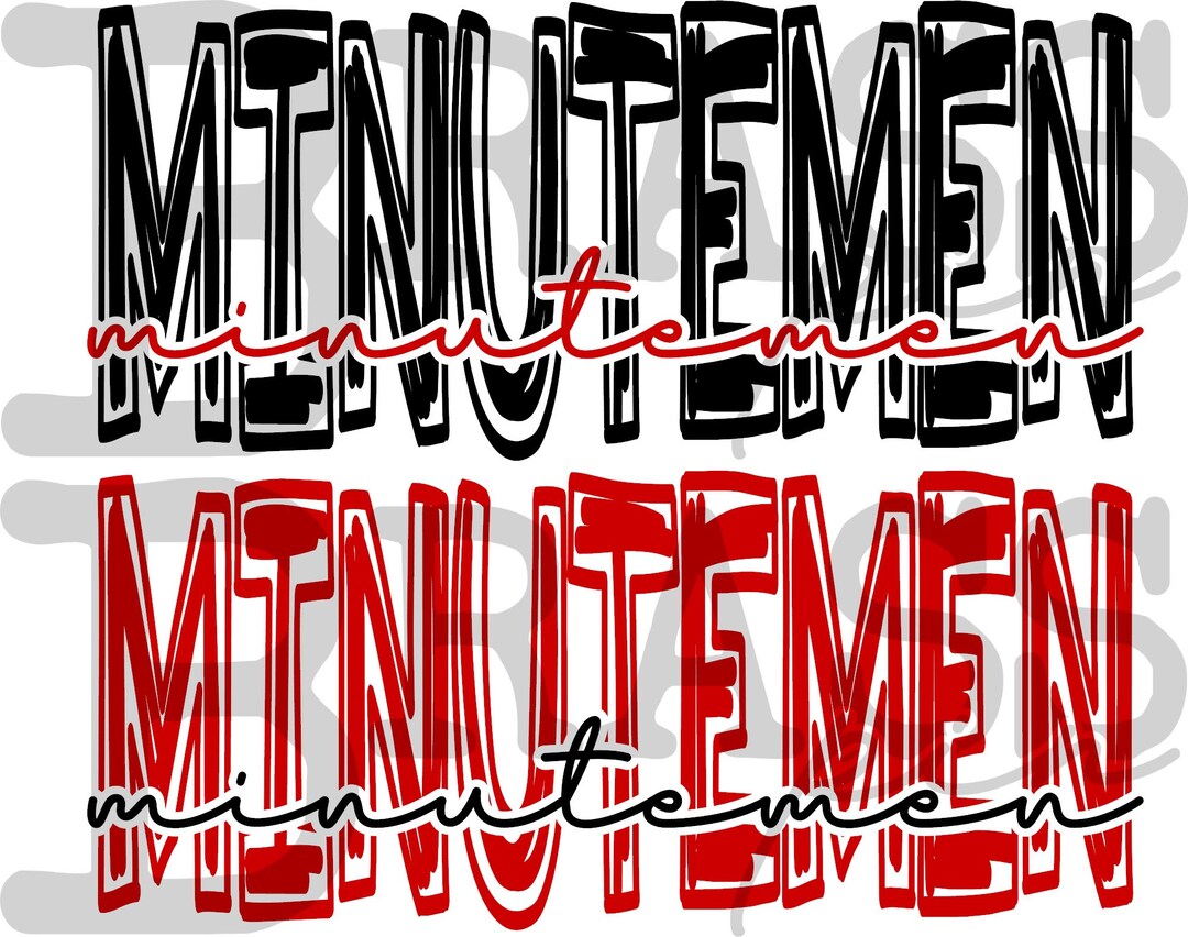 Minutemen Scribble Designs: 2 Color Options, Black & Red, SVG, PNG, JPG ...