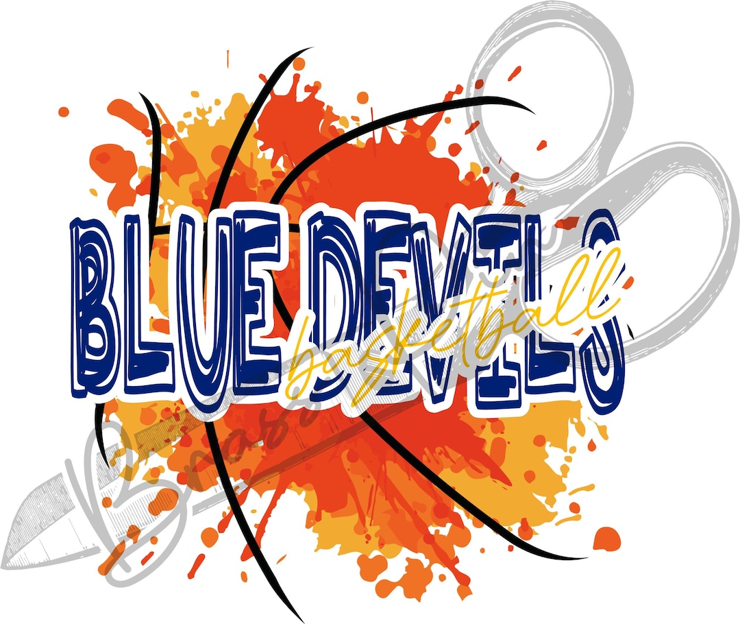 Blue Devils Scribble Basketball Design: Royal & Yellow, PNG, JPG ...