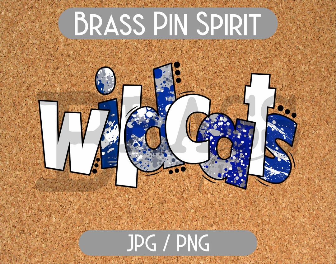 Wildcats Paint Doodle Design – Blue PNG & JPG Digital Download for ...