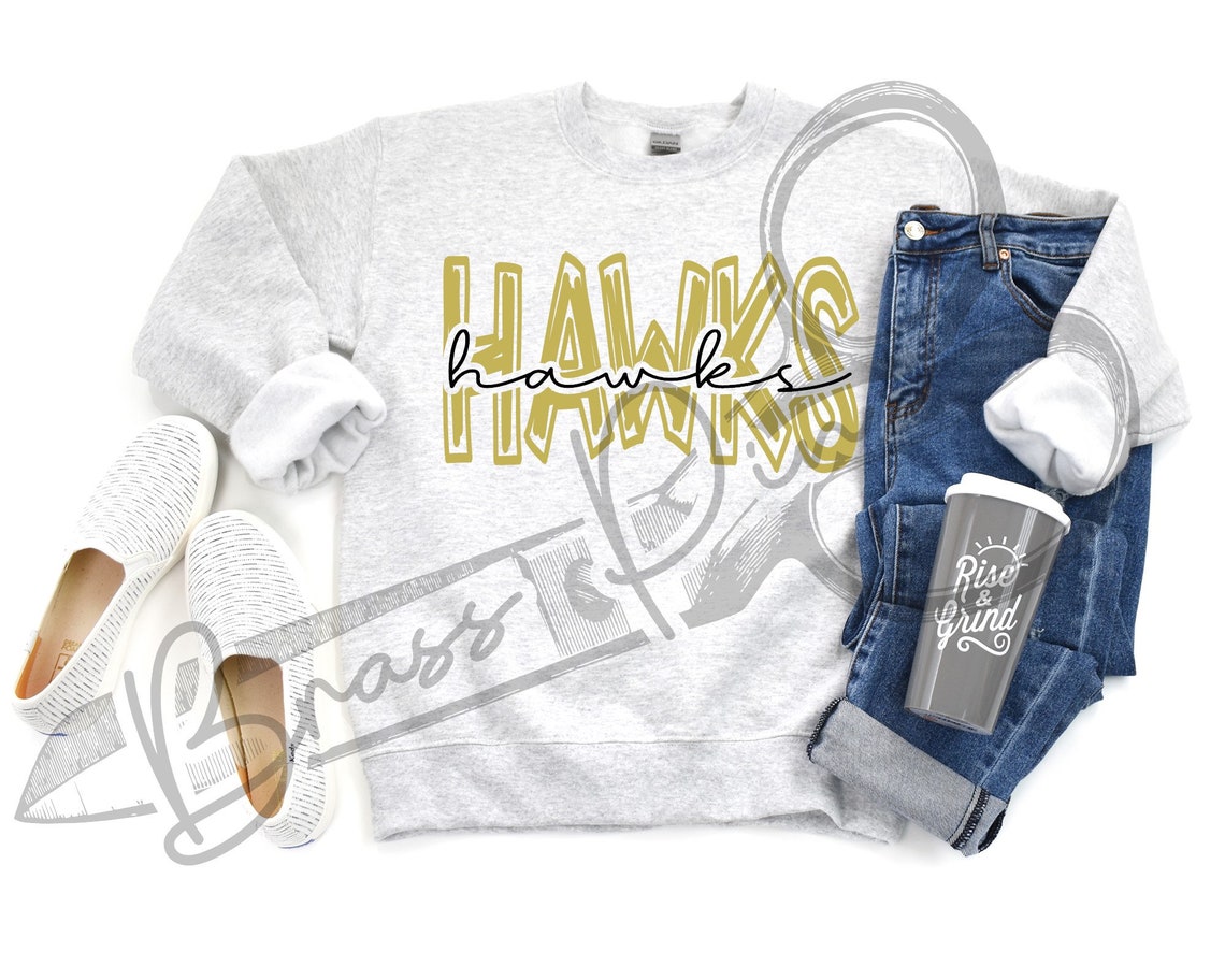Hawks Scribble Design, 2 Color Options, Black & Gold, JPG, SVG, PNG - Etsy
