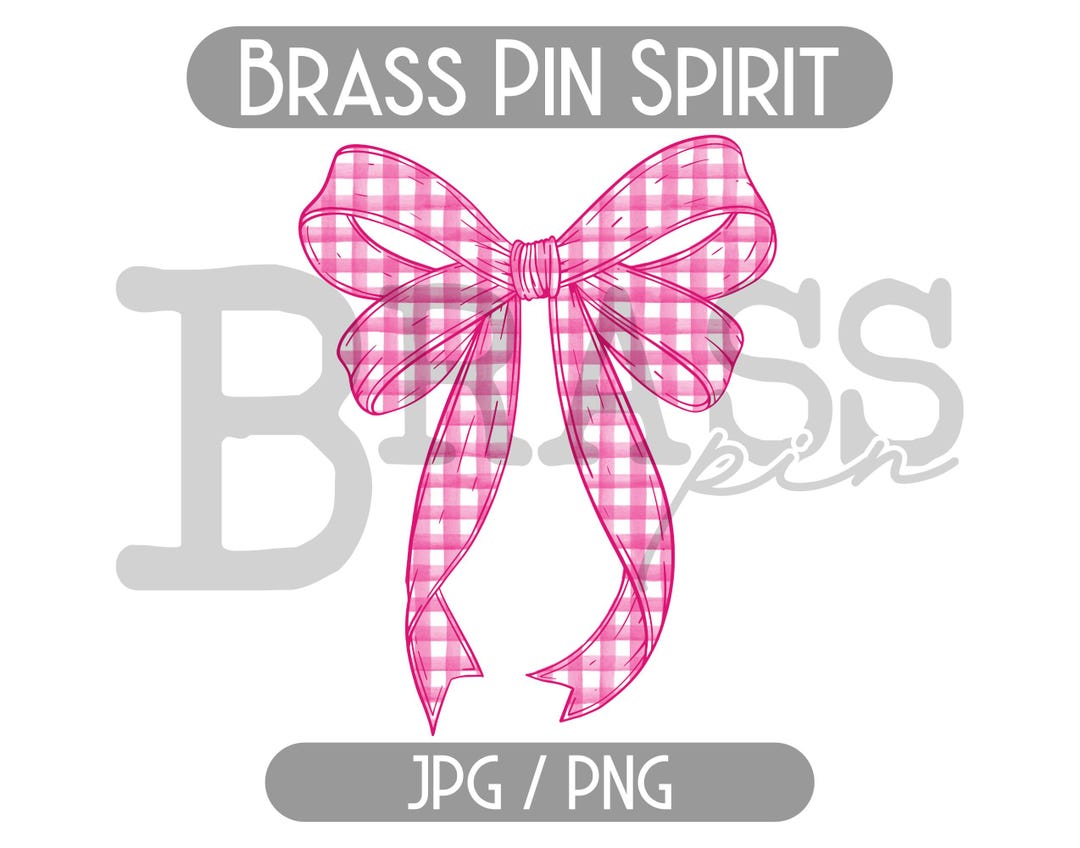 Coquette Watercolor Gingham Ribbon Bow Design: Bright Pink, Hot Pink ...