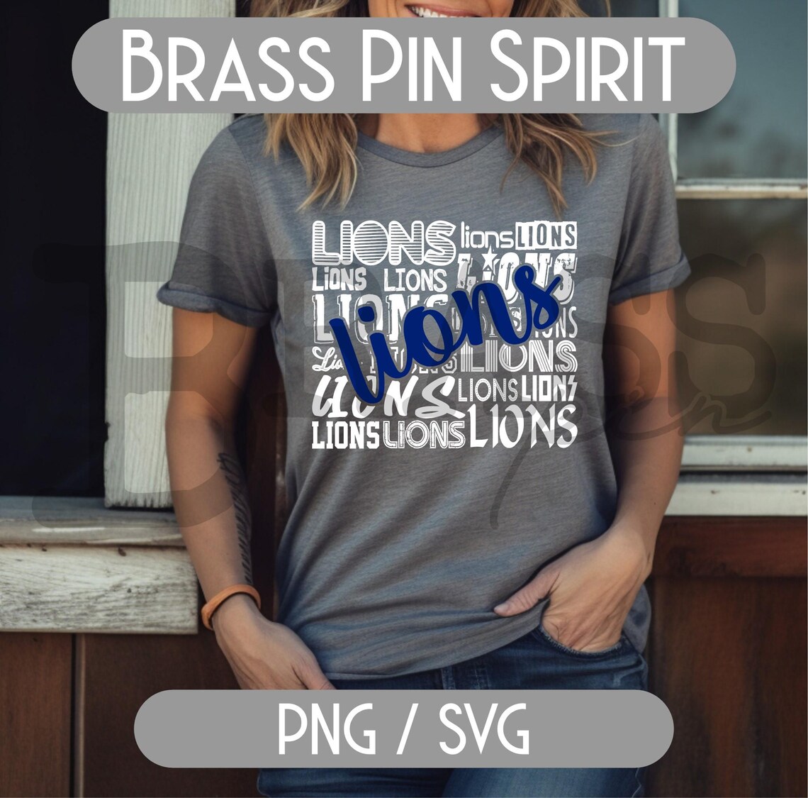 Lions Typography Design: 2 Color Options, White & Black, Royal, SVG ...