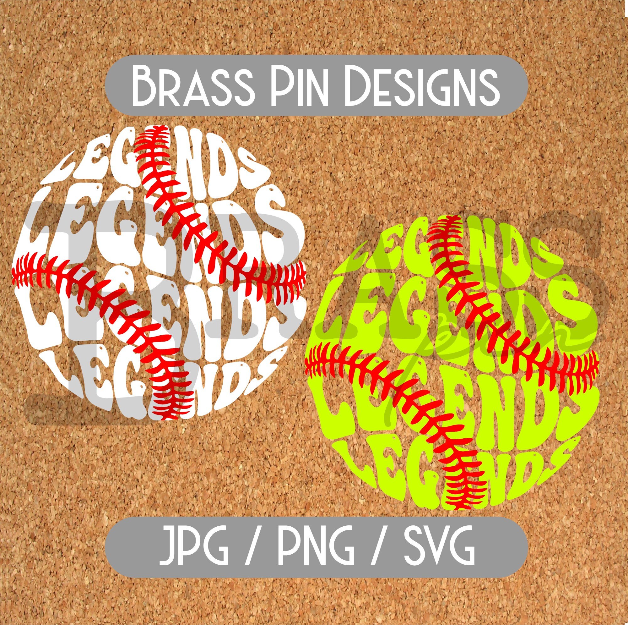 Retro Legends Baseball / Softball Design: SVG, PNG, JPG Digital ...