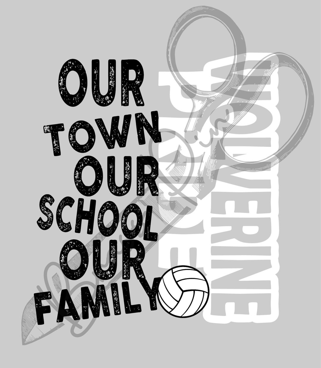 Wolverine Pride Our Family Volleyball, 3 Color Options, Black-white-red ...