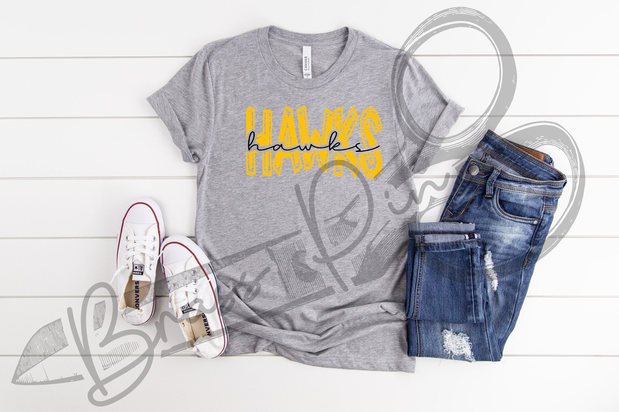 Hawks Scribble Design, 2 Color Options, Black & Yellow, JPG, SVG, PNG ...