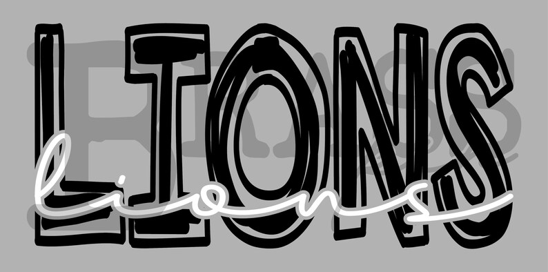 Lions Scribble Designs: 2 Color Options, Black & White, PNG, SVG ...