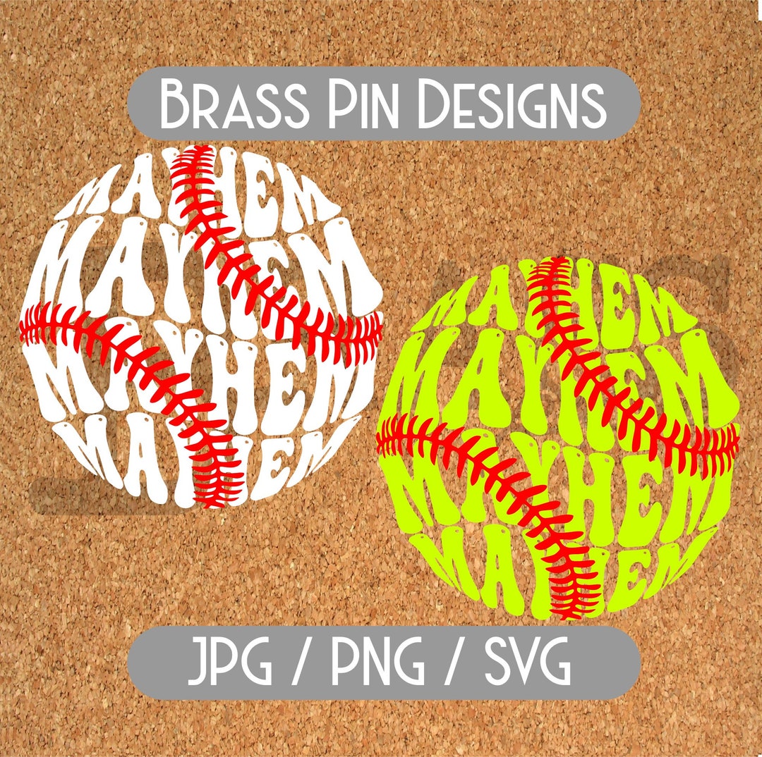 Retro Mayhem Baseball / Softball Designs: PNG, SVG, JPG Digital ...