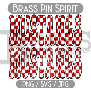 Mustangs Retro Designs: 2 Options, Clean & Distressed, Red, Black, SVG ...