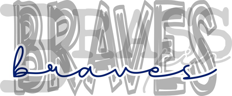 Braves Scribble SVG PNG JPG | Royal & Gray Team Spirit Design - Etsy