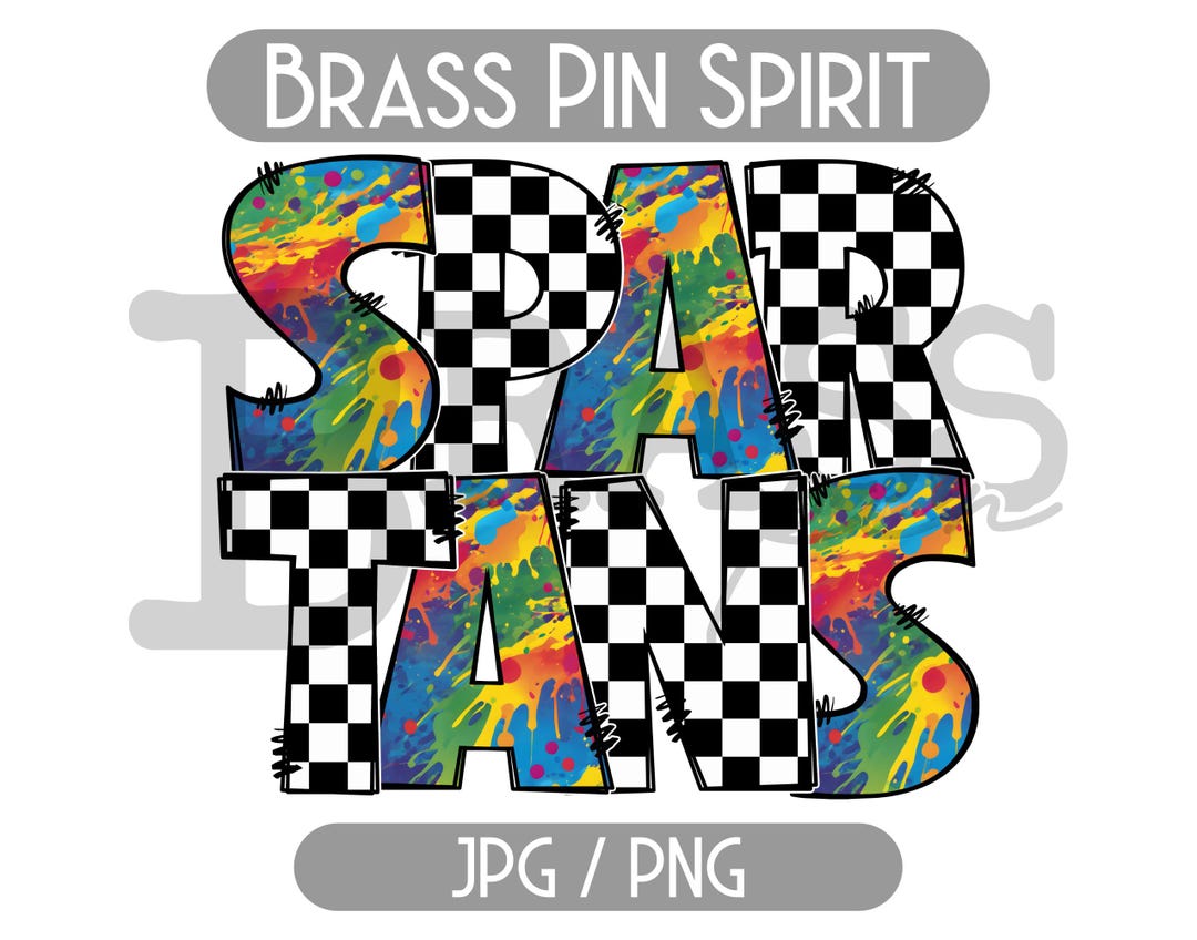 Spartans Doodle Rainbow Checked Stacked Design: JPG, PNG, Digital ...