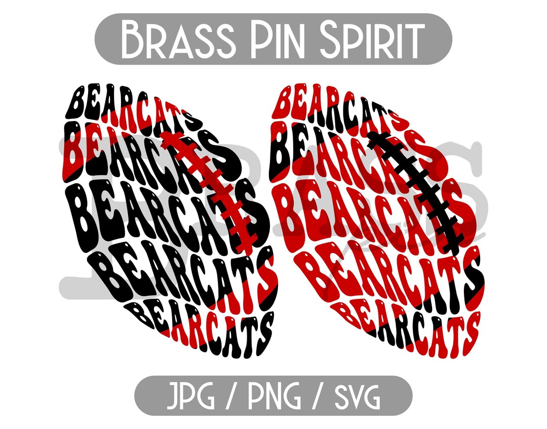 Retro Bearcats Football Design: 2 Color Options, Red & Black, PNG, SVG ...