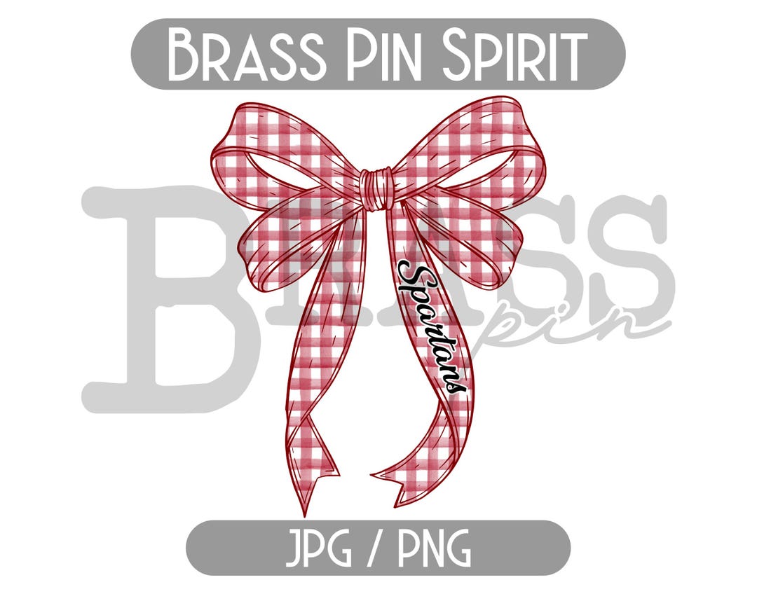 Spartans Ribbon Coquette Watercolor Gingham Design: Dark Red, PNG, JPG ...