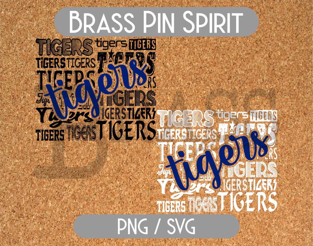Tigers Typography Design: 2 Color Options, White & Black, Royal, SVG ...