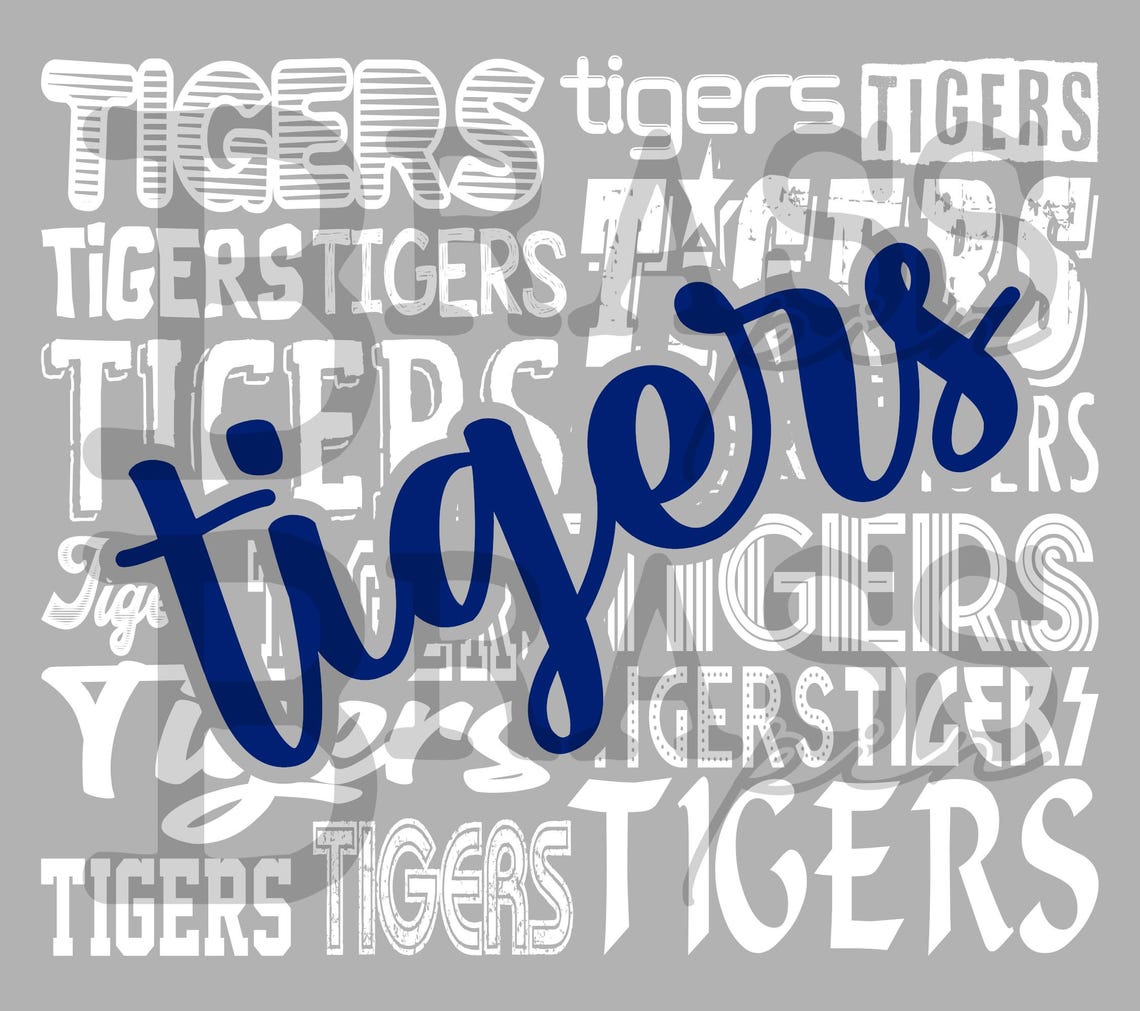 Tigers Typography Design: 2 Color Options, White & Black, Royal, SVG ...