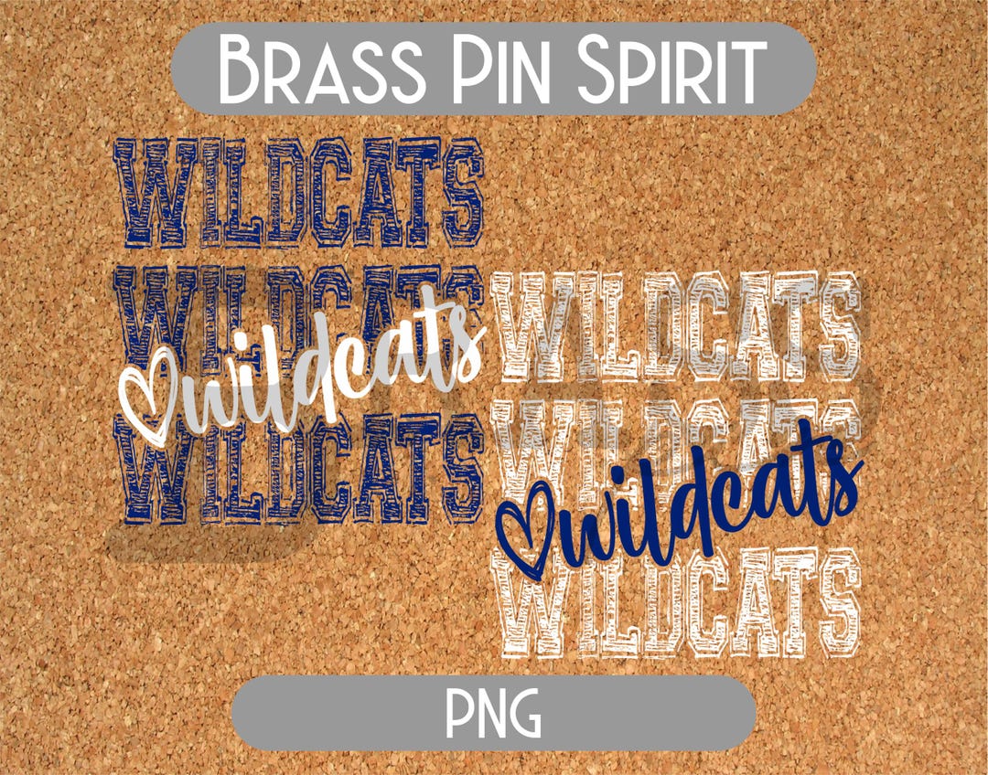Wildcats Doodle Stacked Design – Blue & White: 2 Color Options, PNG ...