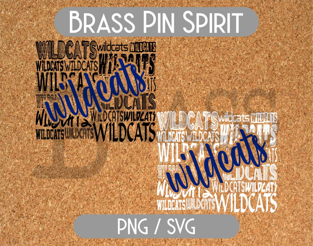 Wildcats Typography Design: 2 Color Options, White & Black, Royal, SVG ...