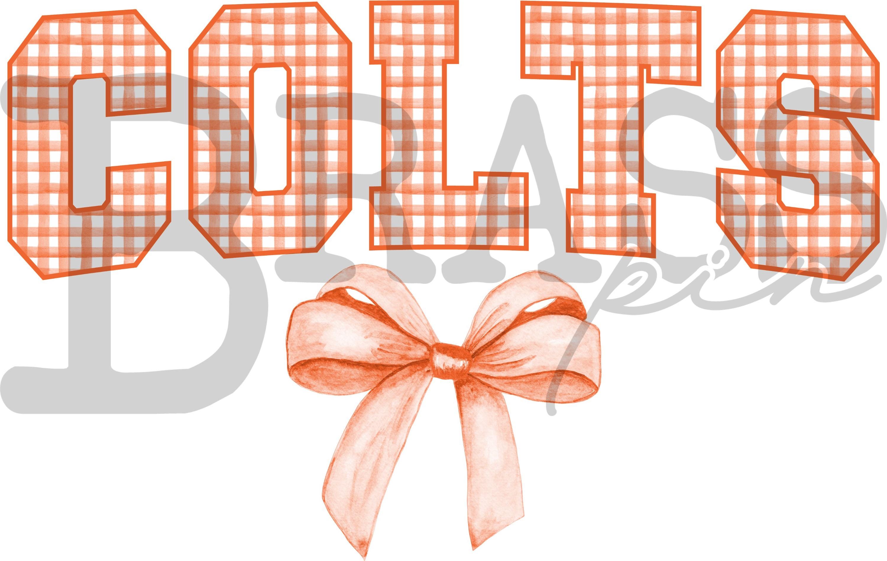 Colts Coquette Bow Watercolor Gingham Design: Orange, PNG, JPG, Instant ...