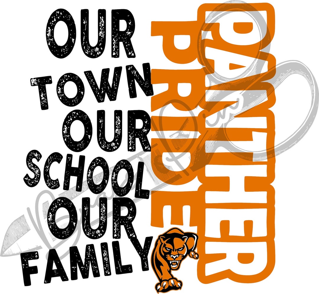 Panther Pride Our Family Design: 2 Color Options, Orange & Black, White ...