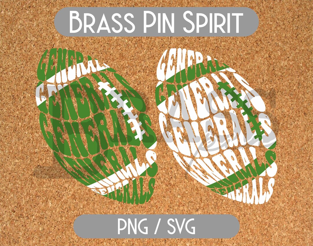 Generals Retro Football Design: 2 Color Options, Green & White, PNG ...