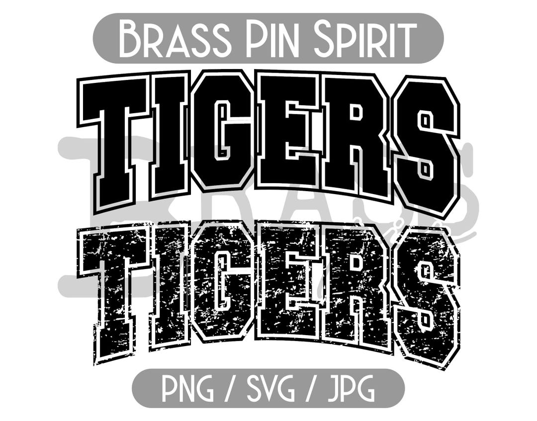 Tigers Varsity Design: Black, 2 Options, Clean & Distressed, PNG, JPG ...