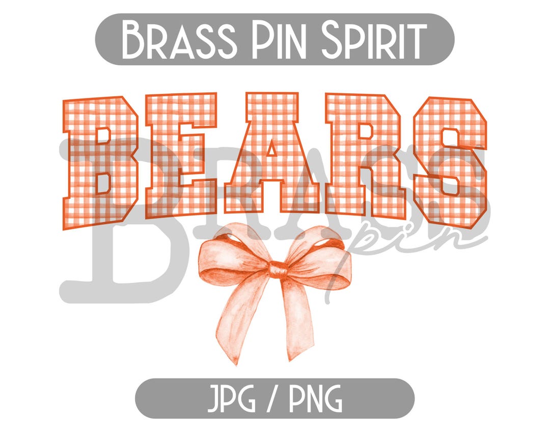 Bears Coquette Bow Gingham Watercolor Design – Orange, PNG, JPG Digital ...