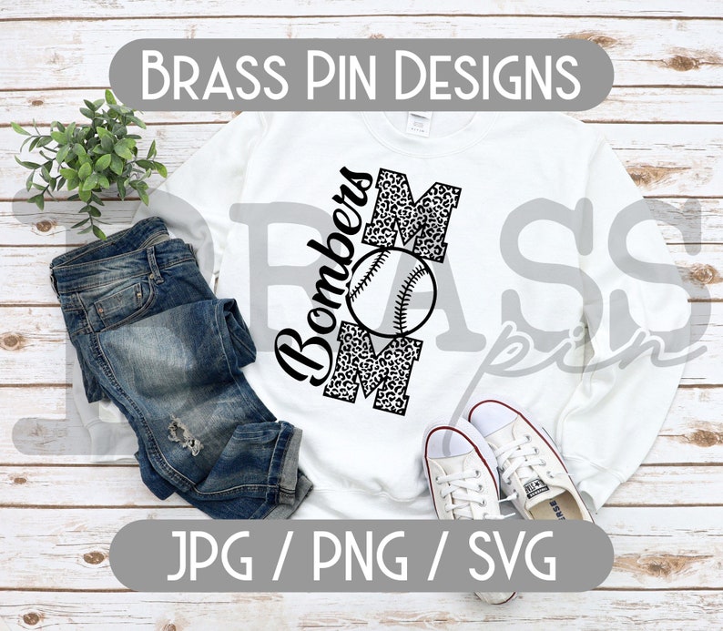Bombers Baseball / Softball Mom Design: PNG, SVG, JPG Digital Download ...
