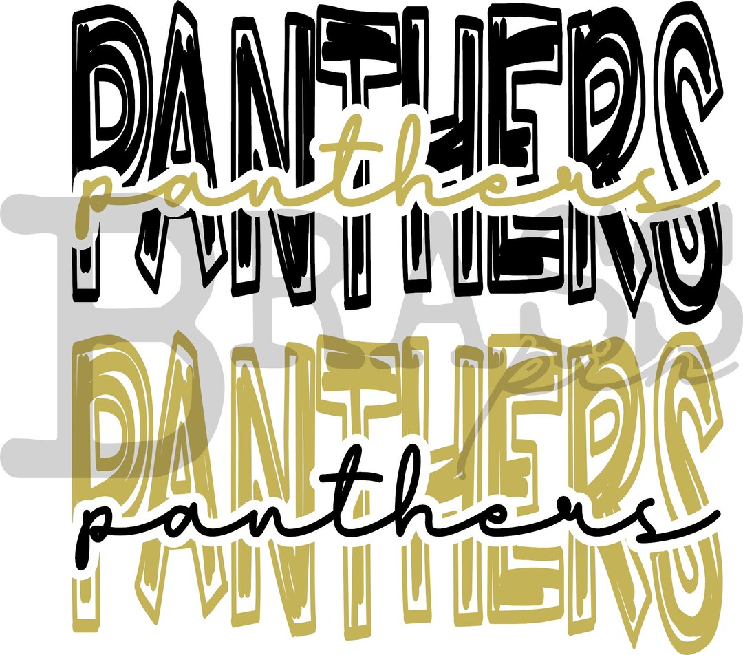 Panthers Scribble Design: 2 Color Options, Black & Gold, JPG, SVG, PNG ...