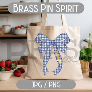 Wildcats Ribbon Coquette Bow Watercolor Gingham Design – Blue & Yellow ...