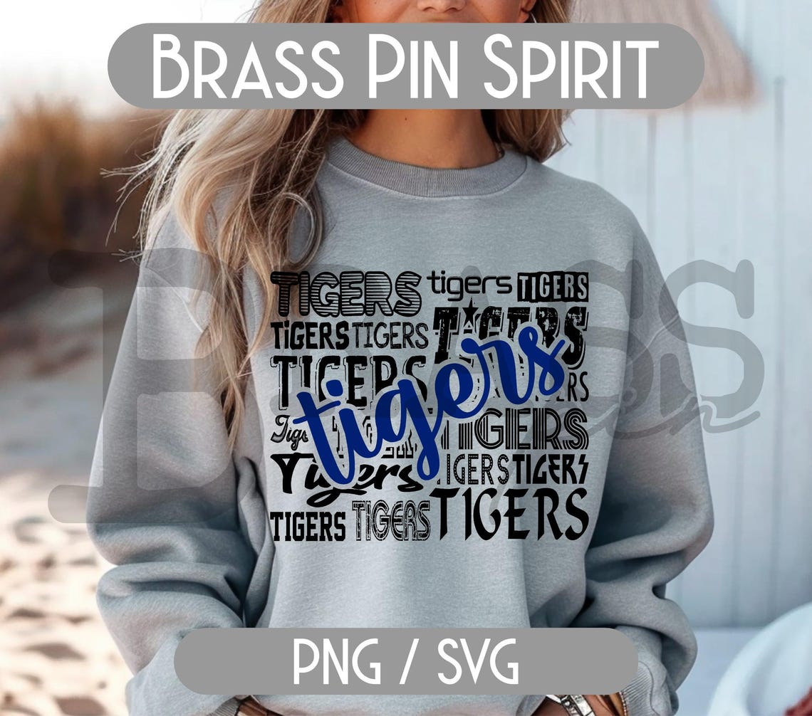 Tigers Typography Design: 2 Color Options, White & Black, Royal, SVG ...