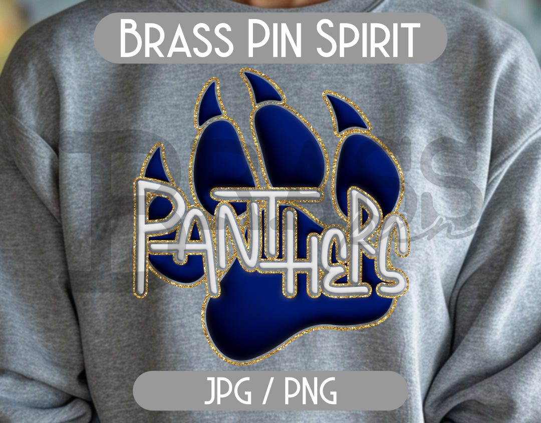Panthers Paw Inflated Puff Glitter Design: Blue, PNG, JPG, Instant ...