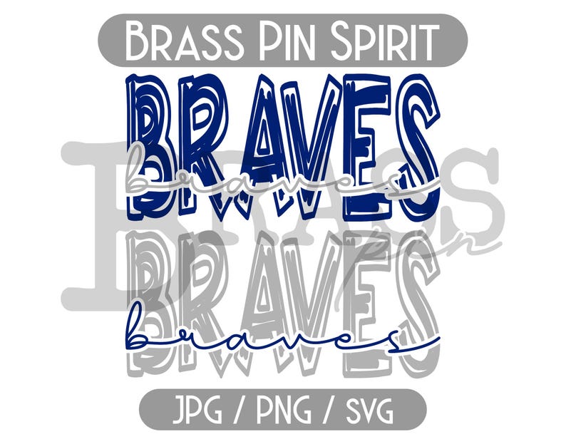Braves Scribble SVG PNG JPG | Royal & Gray Team Spirit Design - Etsy