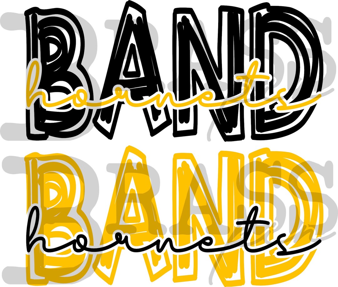Hornets Band Scribble Designs: 2 Color Options, Black & Yellow, JPG ...