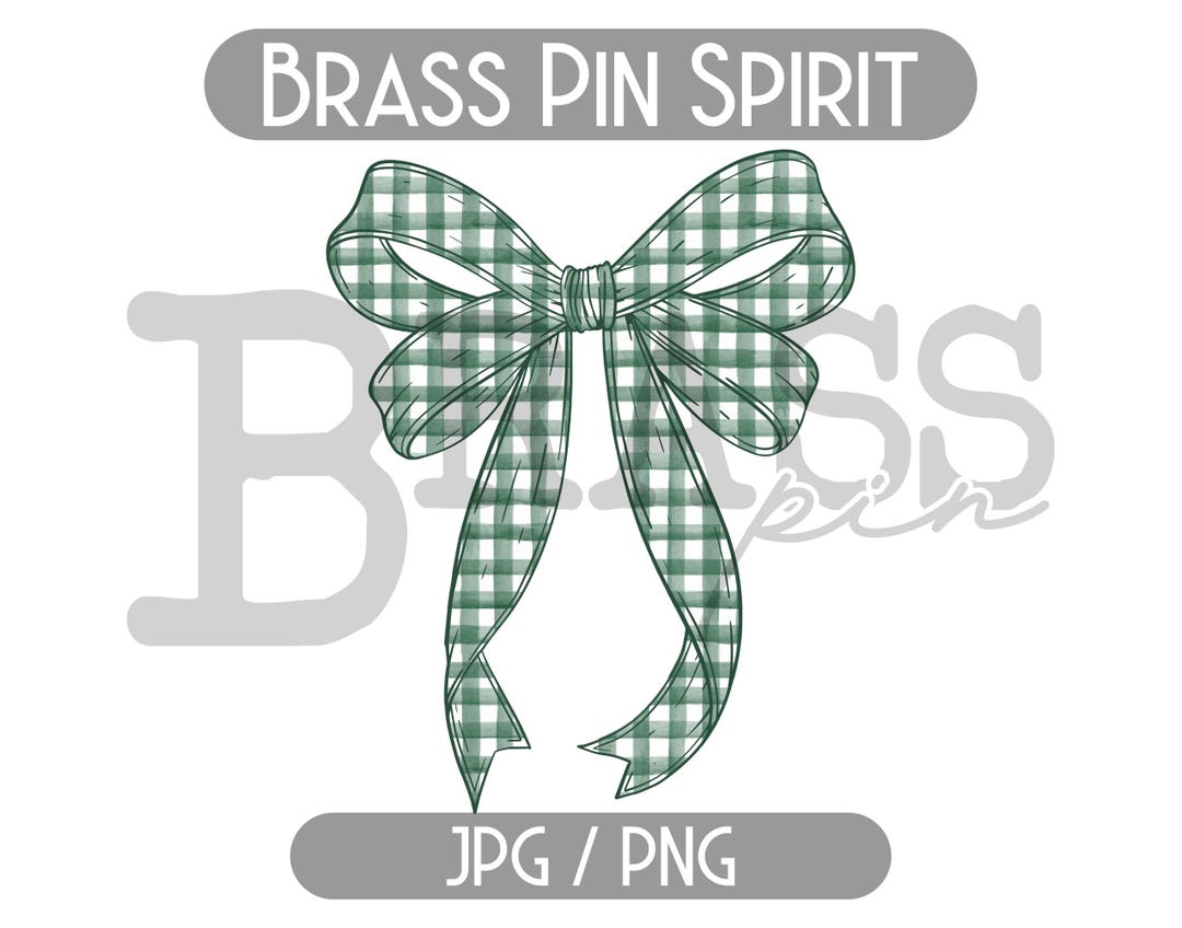 Coquette Watercolor Gingham Ribbon Bow Design: Dark, Hunter Green ...