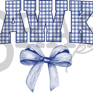 Coquette Watercolor Gingham Hawks Design: Blue, PNG, JPG, Instant ...