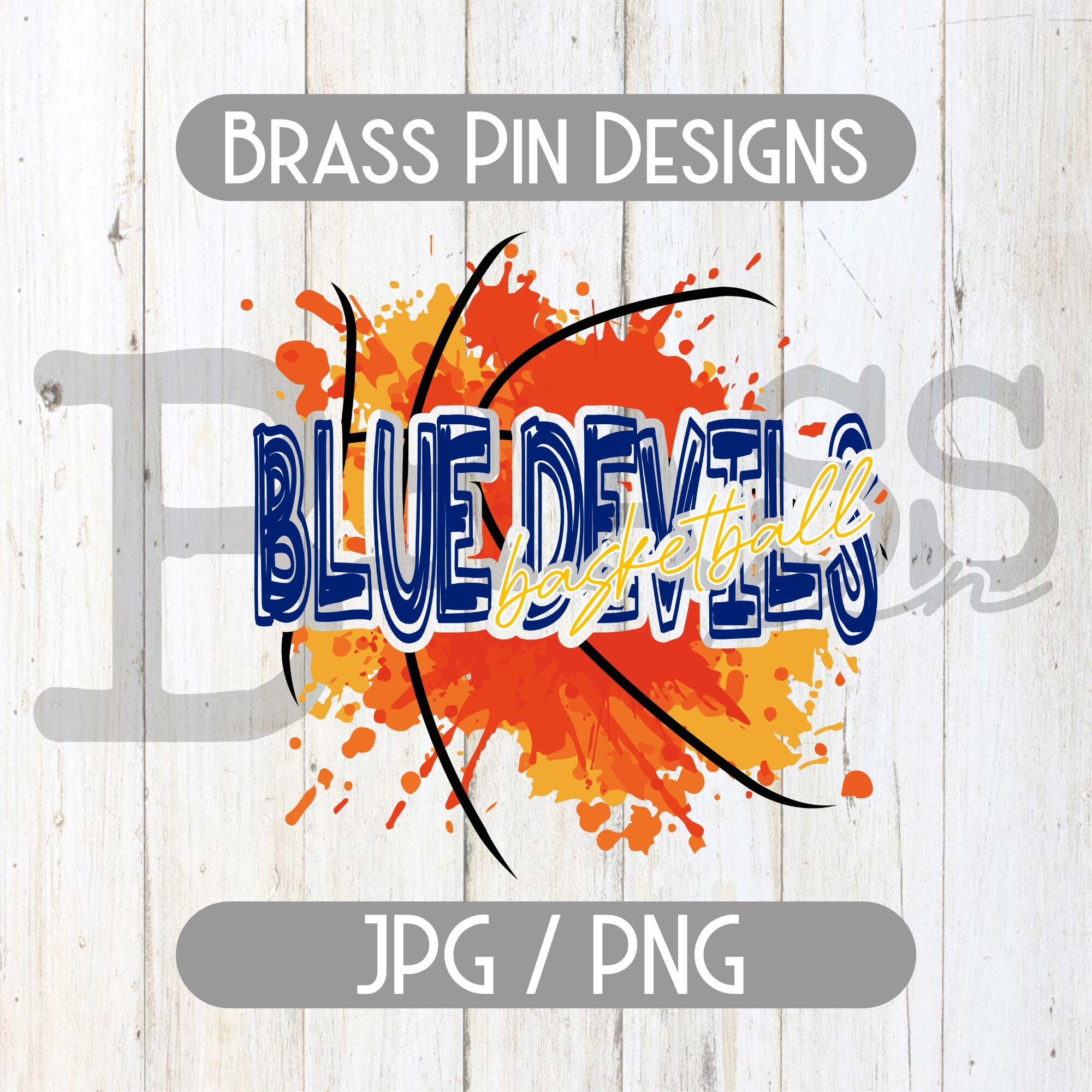 Blue Devils Scribble Basketball Design: Royal & Yellow, PNG, JPG Digital Design - Etsy