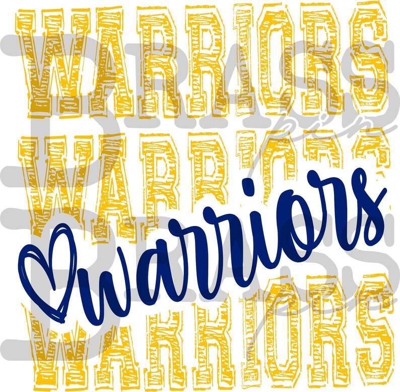 Warriors Doodle Design: 2 Color Options - Royal & Yellow (PNG, JPG ...