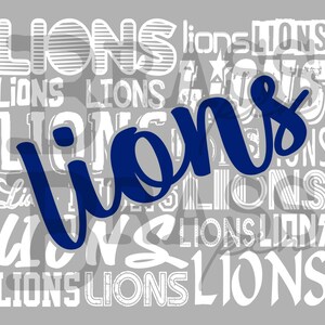 Lions Typography Design: 2 Color Options, White & Black, Royal, SVG ...