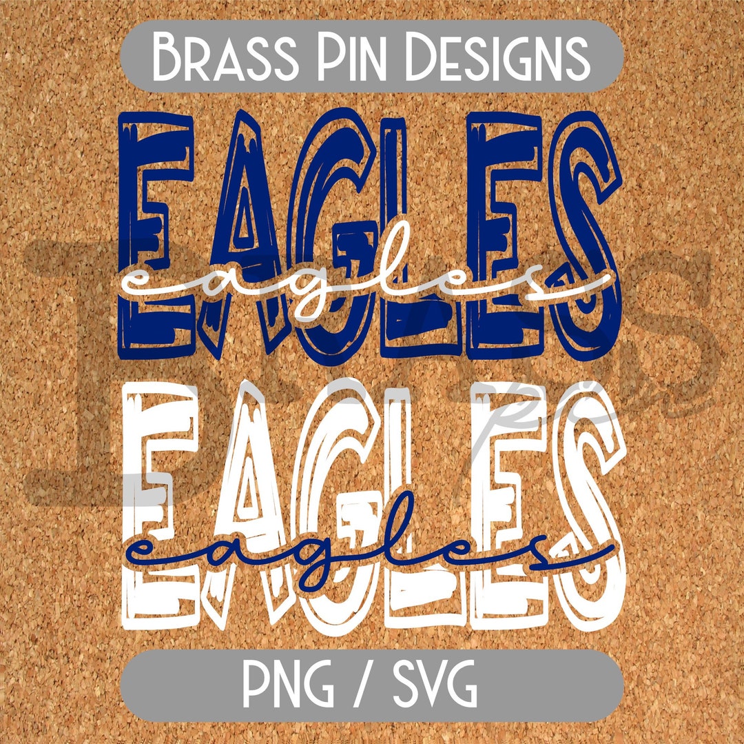 Eagles Scribble Design: 2 Color Options, Royal & White, PNG, SVG ...