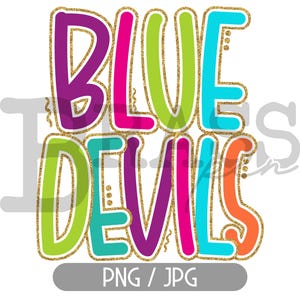 Blue Devils Bright Glitter 4 Design Bundle – Digital Download: PNG ...